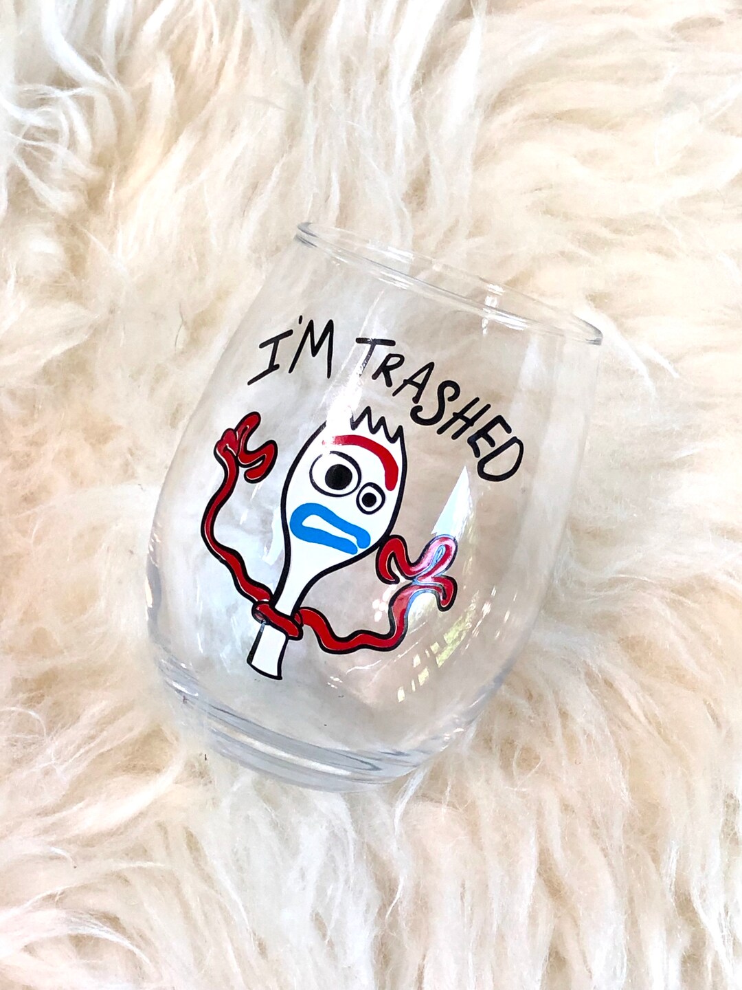 Forky Wine Glass: Toy Story Gag Gift, I'm Trash - Etsy
