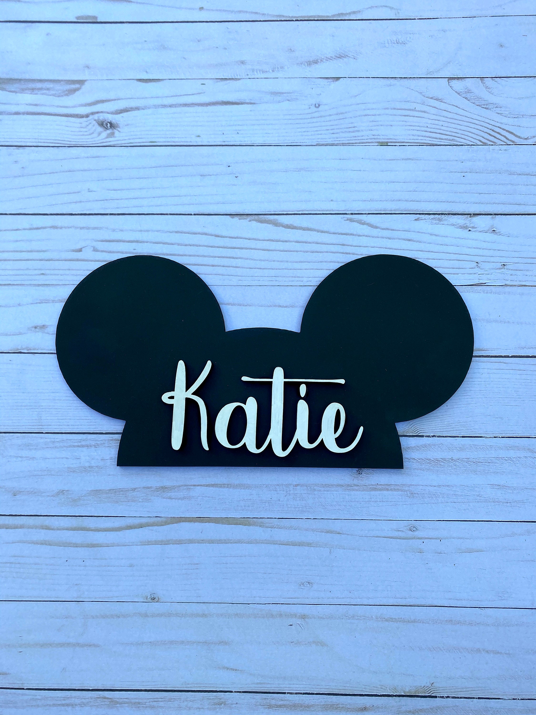 Wood Mouse Ears Plaque Personalized Mouse Ears Sign Mickey | Etsy