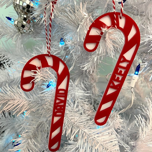 Glass Candy Cane Ornament - Etsy