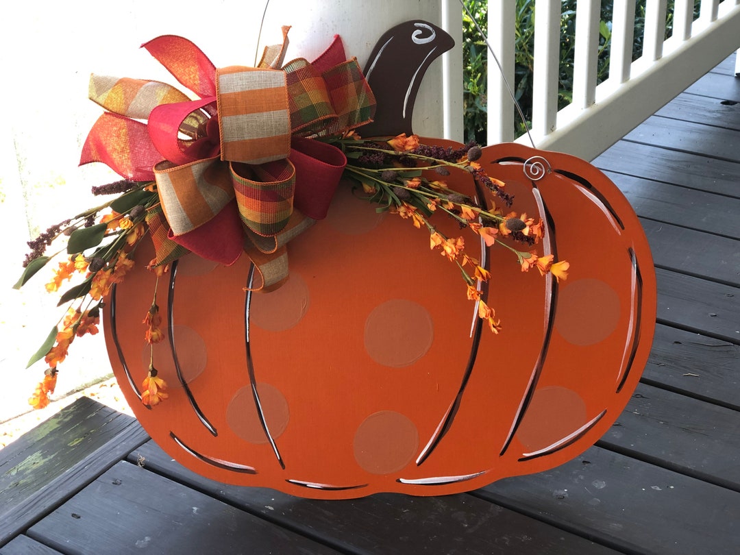 Orange Pumpkin With Polka Dots Door Hanger - Etsy