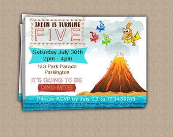 Volcano Personalised Party Invite DIGITAL | Etsy