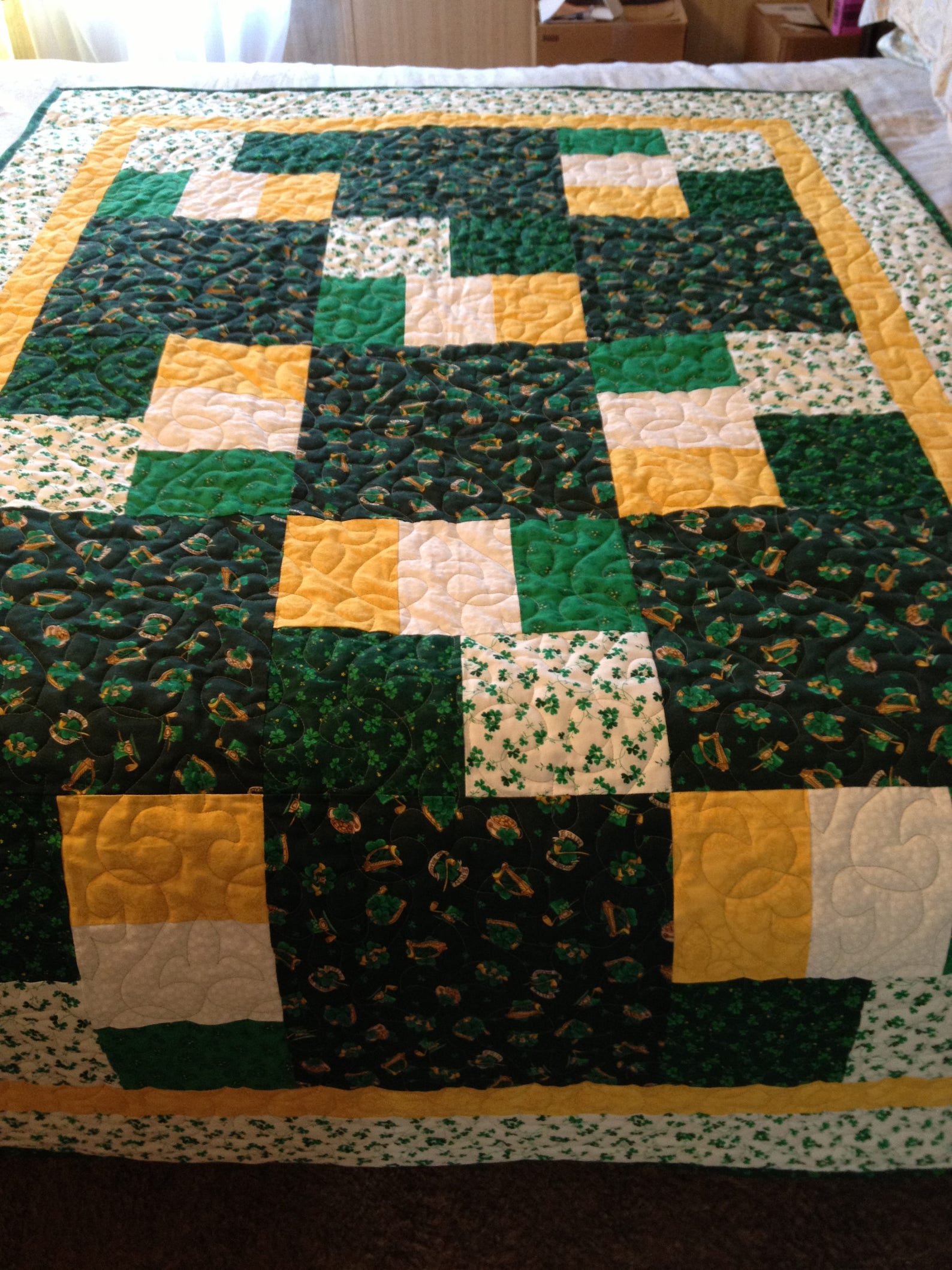 Irish Quilt Shamrock Quilt Irish Blanket Irish Wedding - Etsy