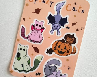 Skelly Witch Spooky Cats Sticker Sheet - Etsy