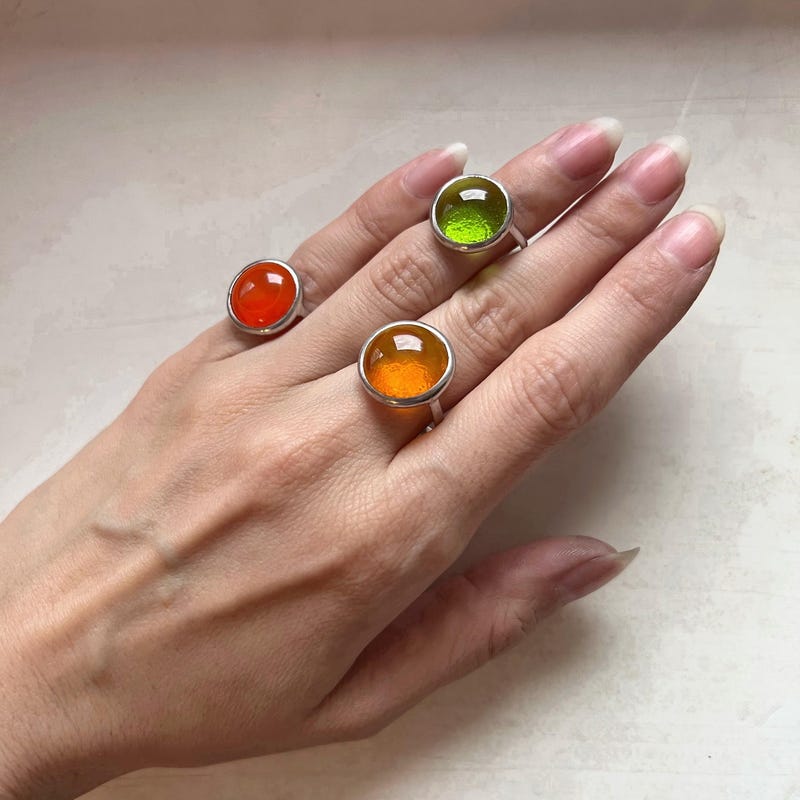Fused Glass Charm Rings - Etsy