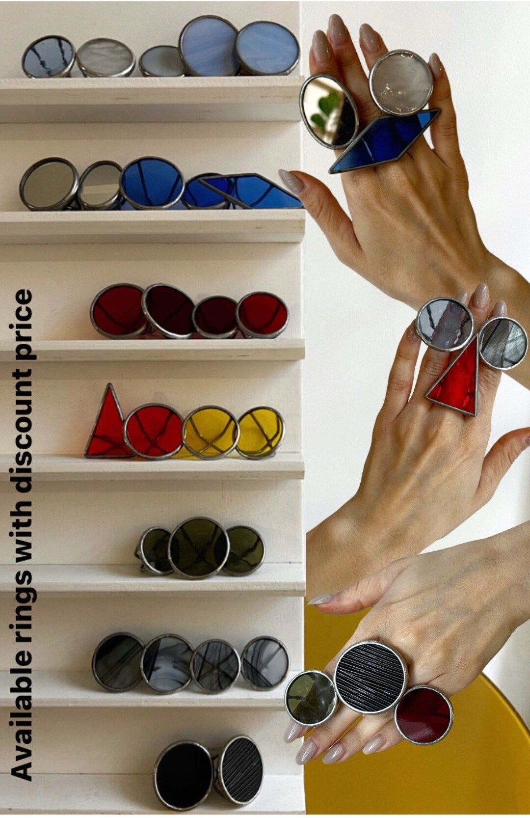 AVAILABLE Big Disc Ring Statement Multicolor Rings for Women Chunky ...