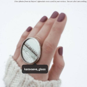 Big Mirror Ring Circle Round Disc Ring Mirror Jewelry Unique Cocktail ...