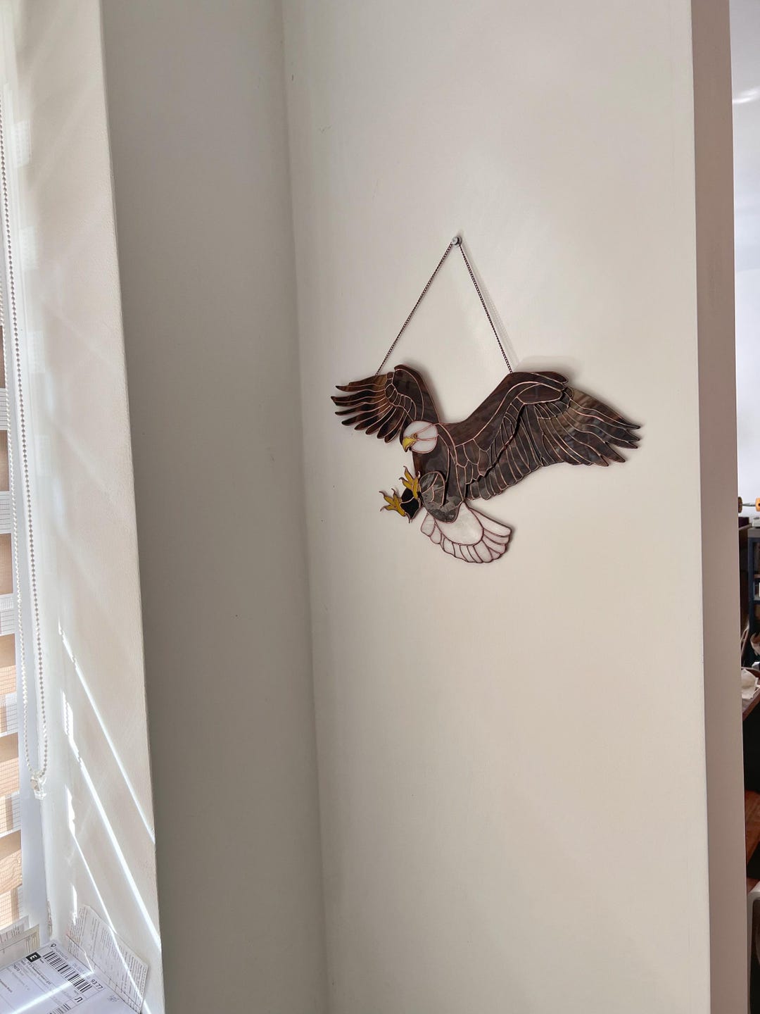 Stained Glass Eagle Suncatcher – Bald Eagle Window Hanging, Rustic ...