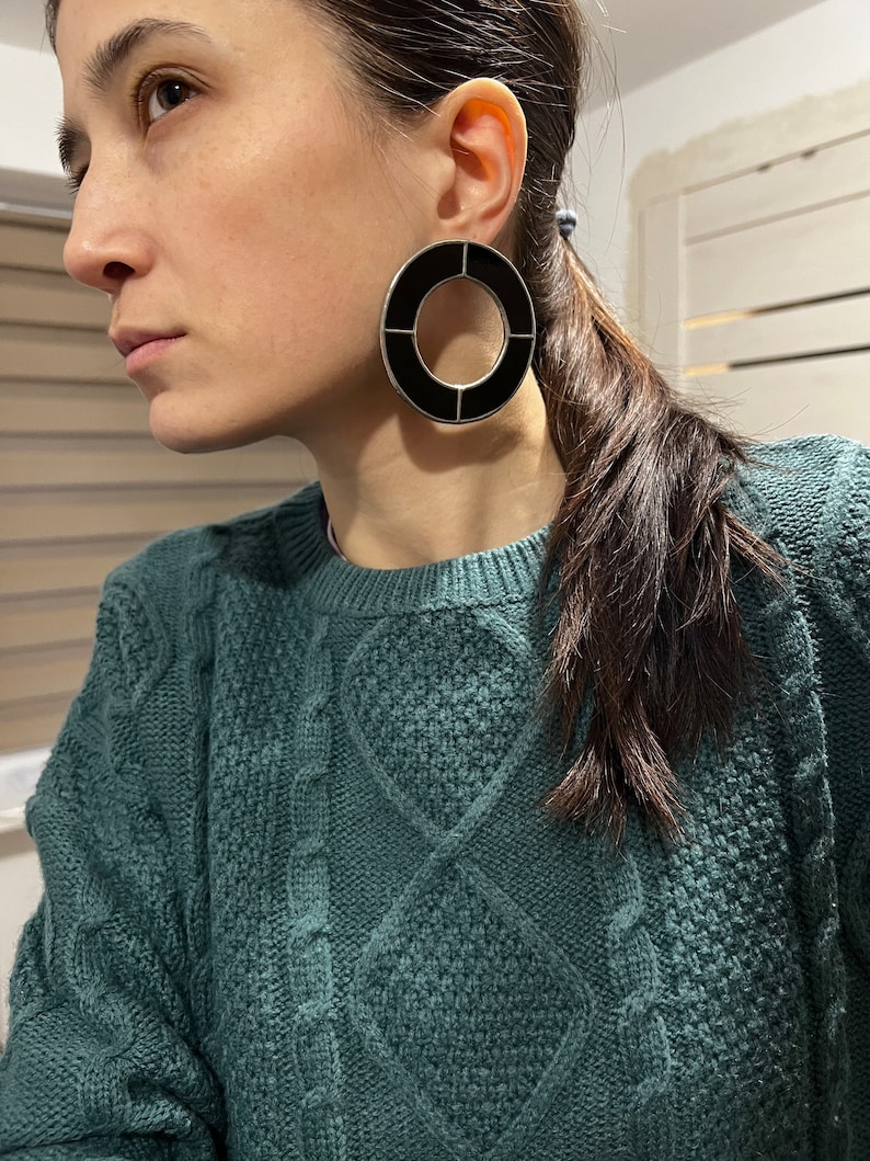 Statement Earrings for Woman Extra Large Hoop Earrings Black - Etsy