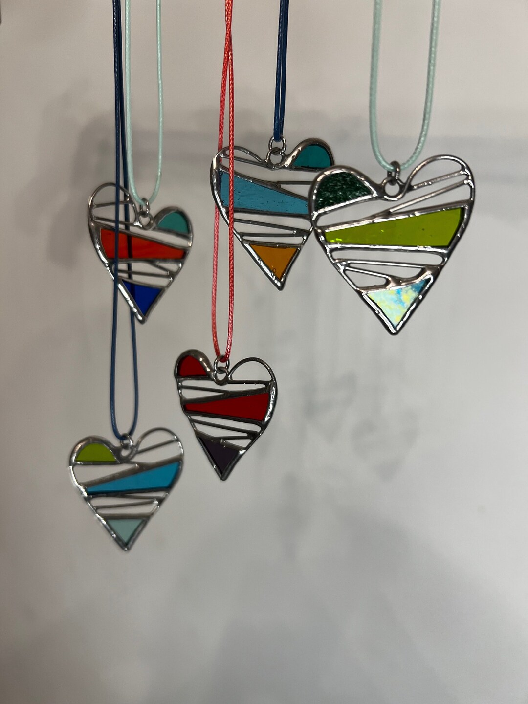 Stained Glass Heart Pendant: Colorful Modern Necklace - Etsy