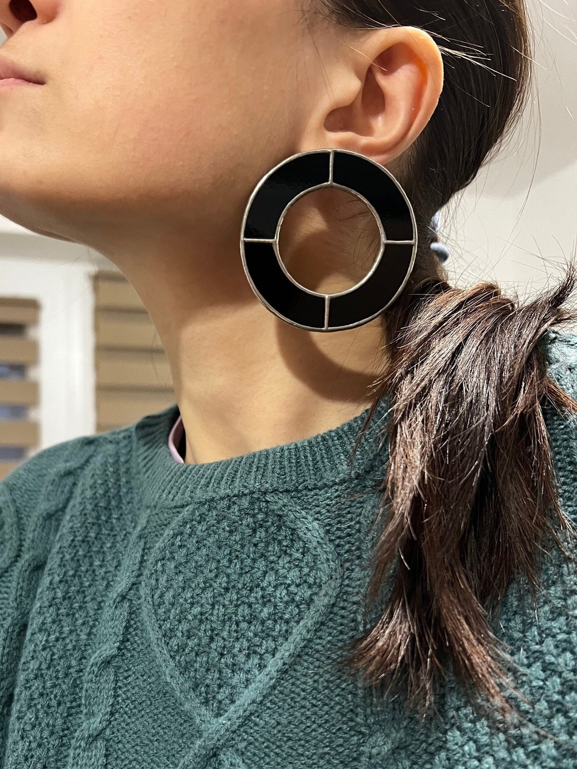 Statement Earrings for Woman Extra Large Hoop Earrings Black - Etsy