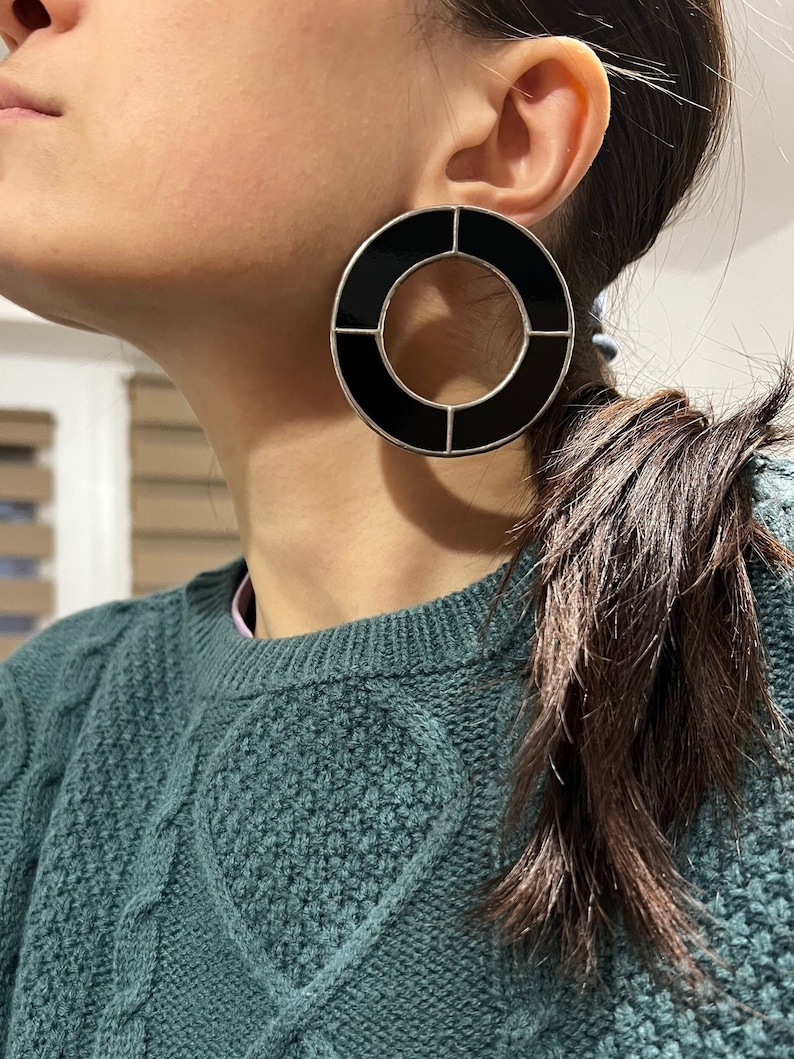 Statement Earrings for Woman Extra Large Hoop Earrings Black - Etsy