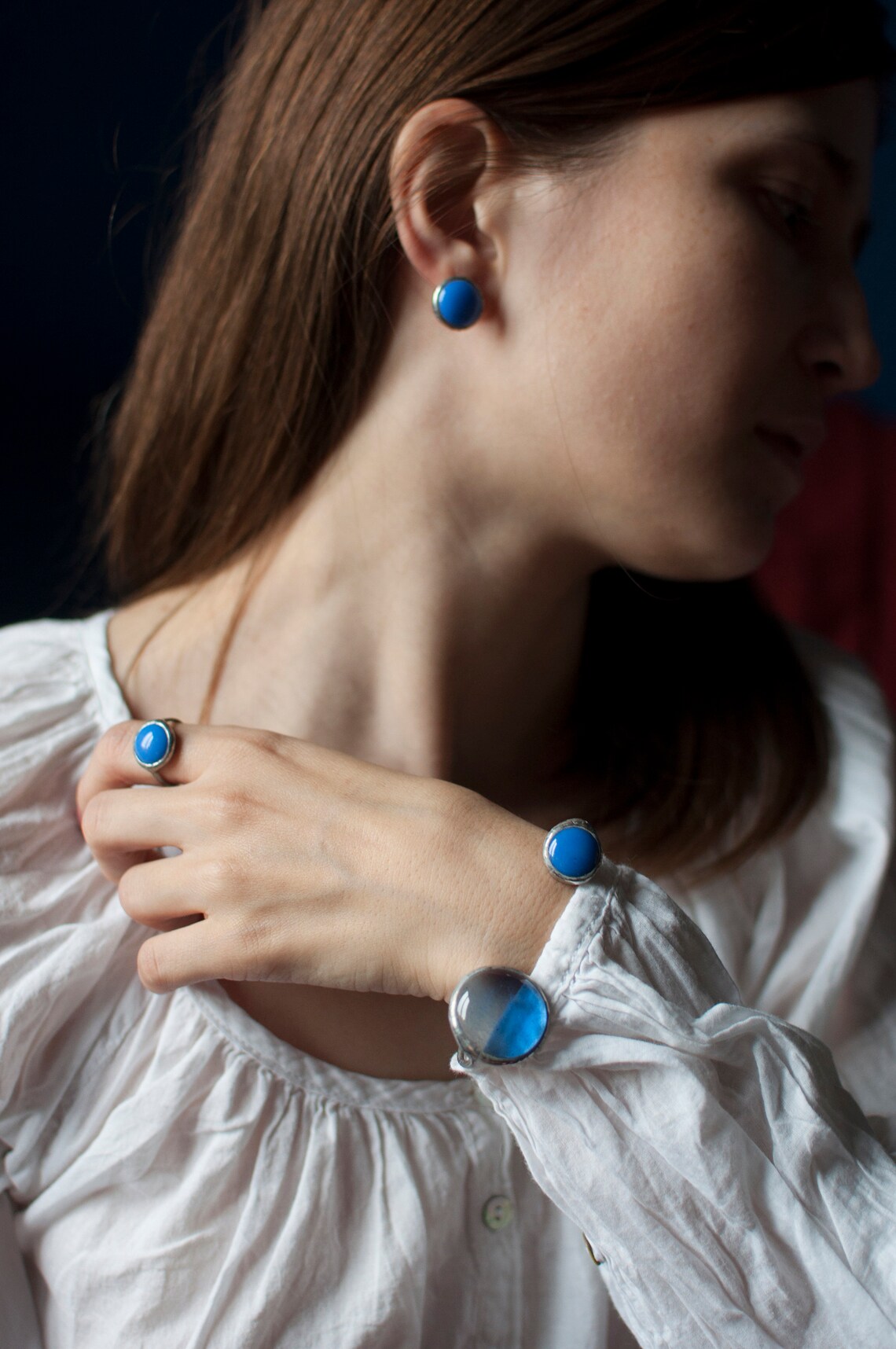 Bright Blue Ring Gift for Girlfriend Glass Jewelry Stained | Etsy