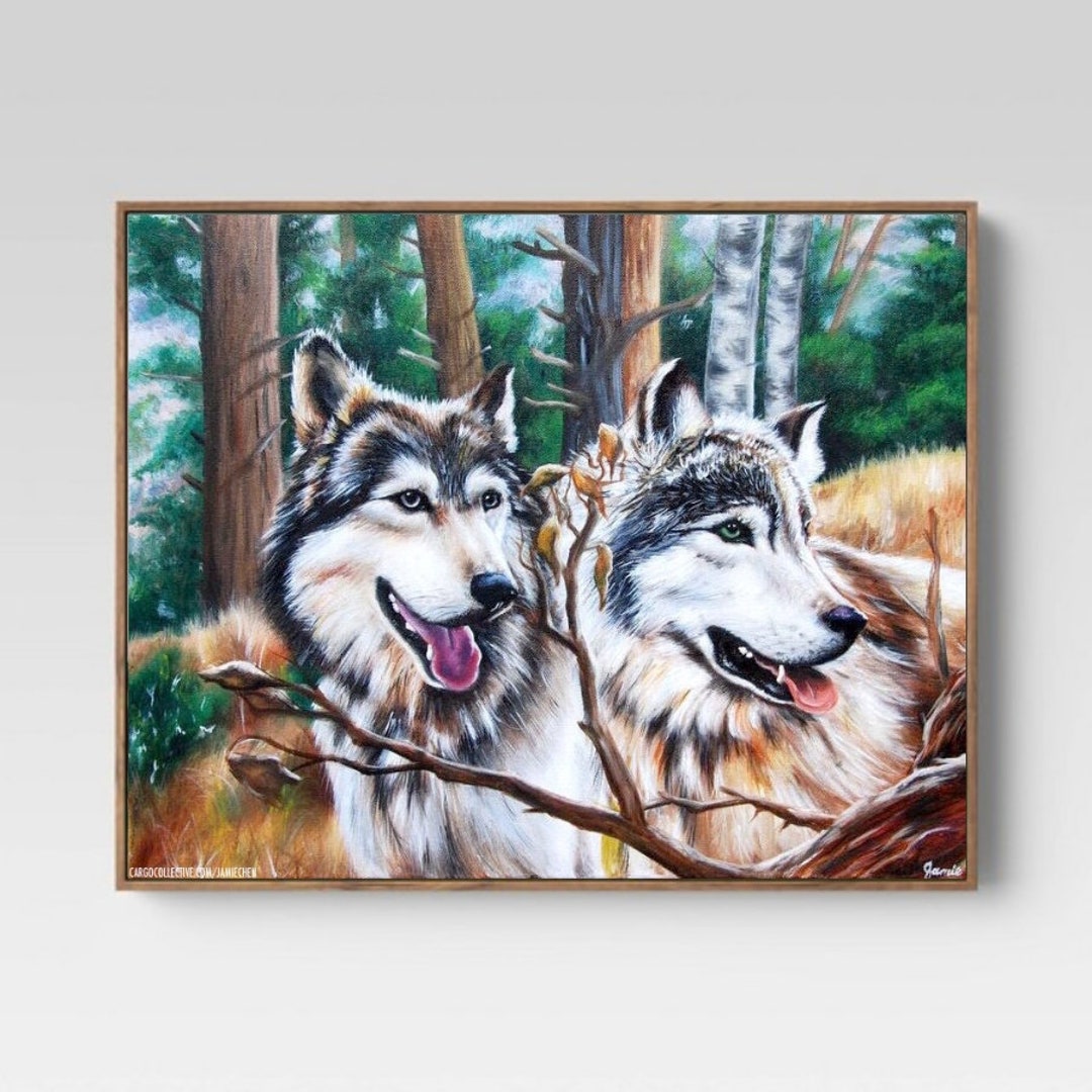 Wolves Painting Print, Fine Art Print, Artwork, Colorful, Giclee ...