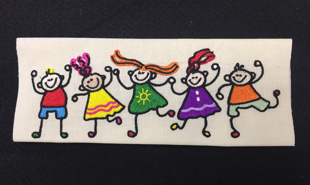 Children Line Art - Machine Embroidery Design - 7 Files - Colorful ...