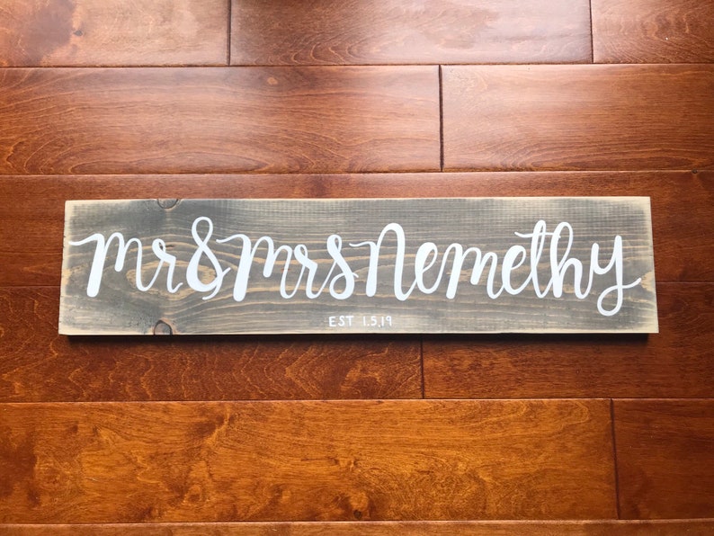 Mr and mrs wood sign established sign established date sign | Etsy