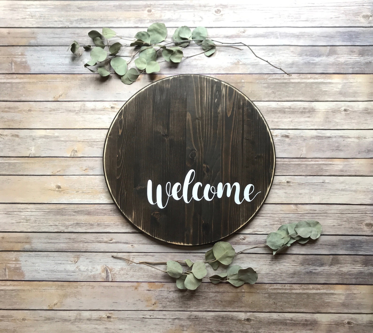 Round Welcome Sign Wood Welcome Sign Round Home Sign | Etsy