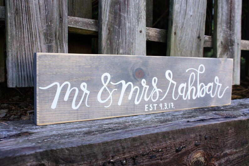 Mr and mrs wood sign established sign established date sign | Etsy