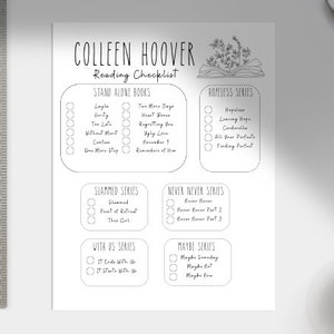 Colleen Hoover Reading Checklist | Printable Reading List | Book ...