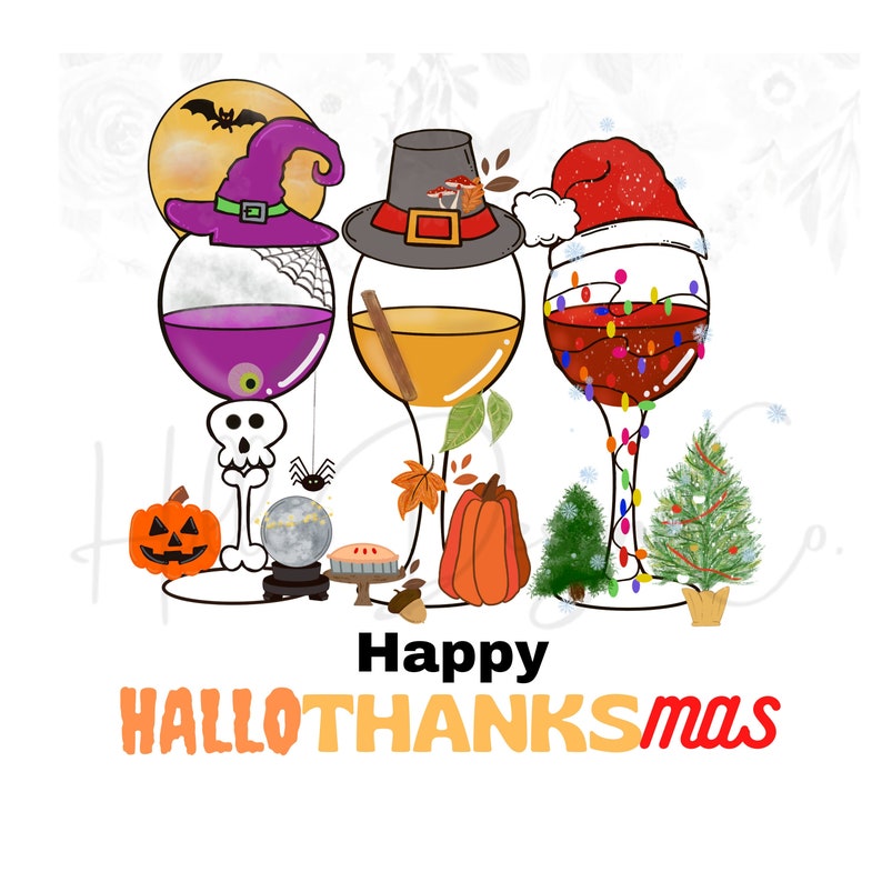 Happy Hallothanksmas PNG Halloween Thanksgiving Christmas - Etsy