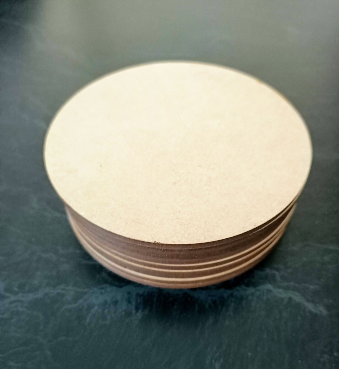 10 Pack X 90mm Circle Raw MDF 3mm Thick Craft Blank MDF Shape Coaster ...