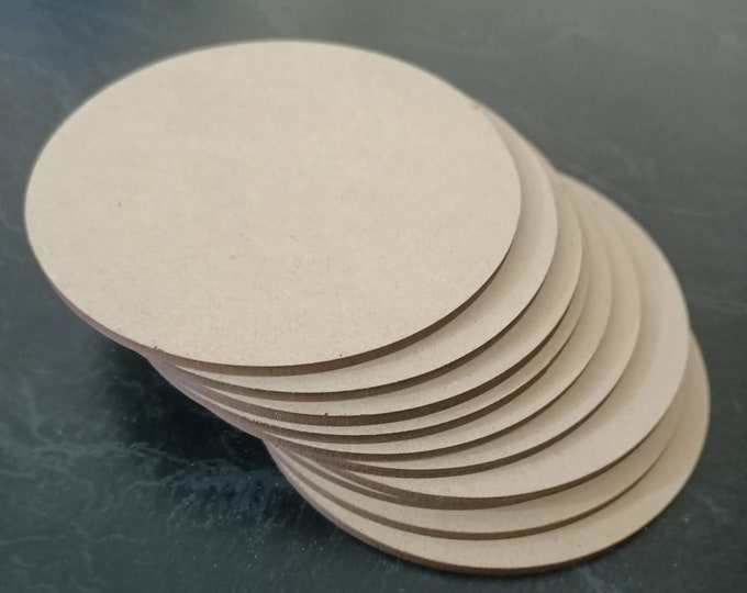 10 Pack X 100mm Circle Raw MDF 3mm Thick Craft Blank MDF Shape Coaster ...