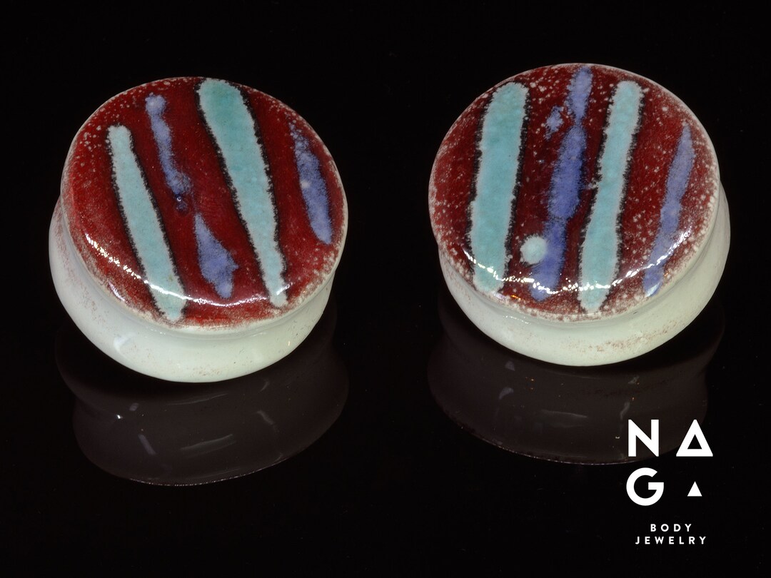 1 Pair of Ear Plugs 40mm 1.9/16" CERAMIC Ear Stretchers, Glass Ear ...