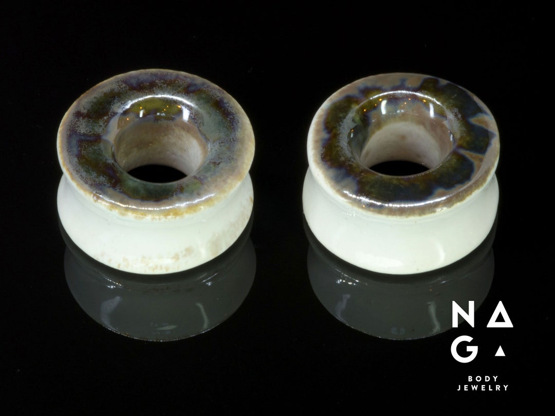 1 Pair of 30mm (1.3/16'') CERAMIC Ear Stretchers, Glass Ear Plugs ...