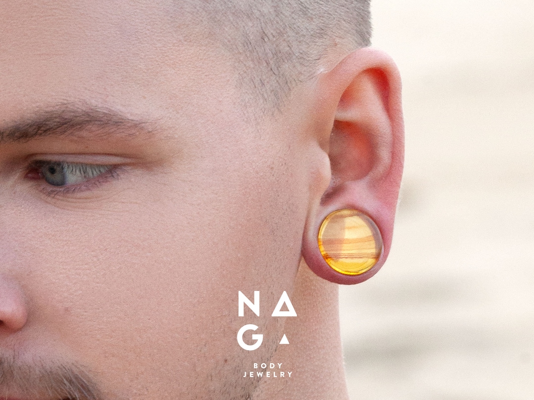 1 Pair of Premium AMBER Ear Plugs, Wedding Ear Plugs, Ear Gauges, Ear ...