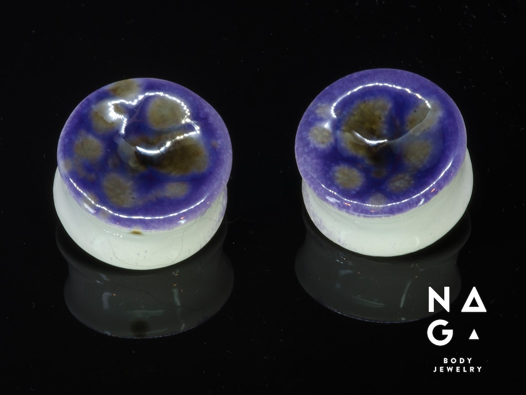 1 Pair of Ear Plugs 28mm 1.10", CERAMIC Ear Stretchers, Glass Ear Plugs ...