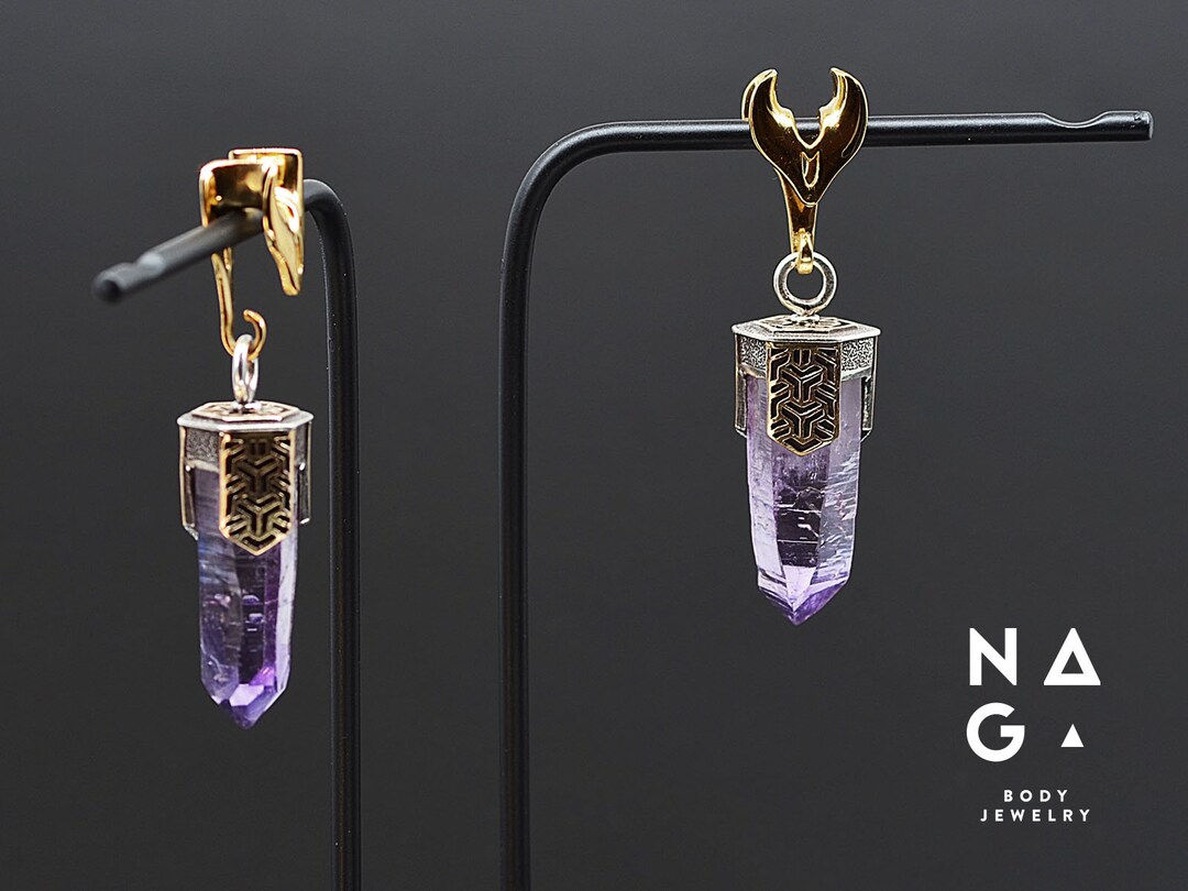 1 Pair of AMETHYST Crystal Point Weights, 18k Gold and Silver Weights ...