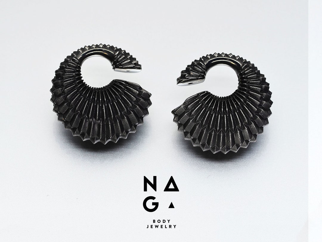 1 Pair of Round PANGO Black Ruthenium Plated Silver Ear Weights - Fit ...