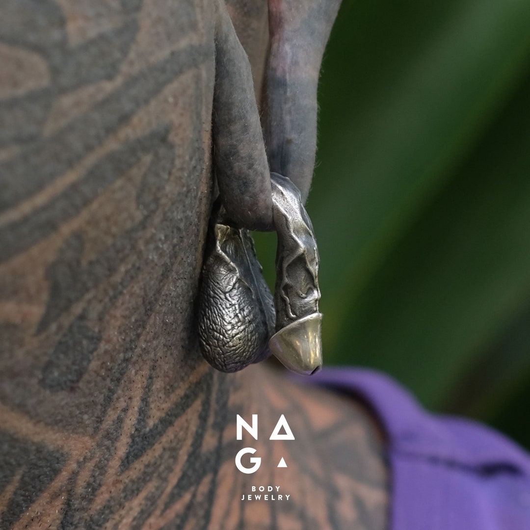 1 Pair of LINGAM Tarnished Silver Ear Weights, Silver Ear Hangers ...