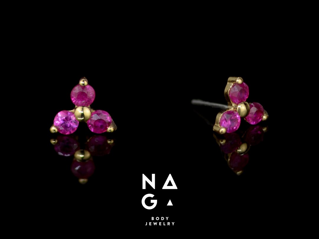 1 Piece of 18k RUBY YELLOW GOLD Threadless End, Push Pin Piercing ...