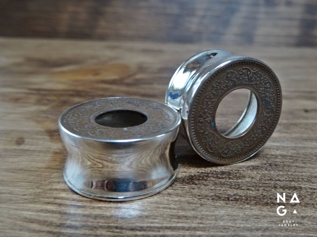 1 Pair of Ear Plugs Gauges 3/4" 20mm Silver Ear Plugs Gauges - Silver ...