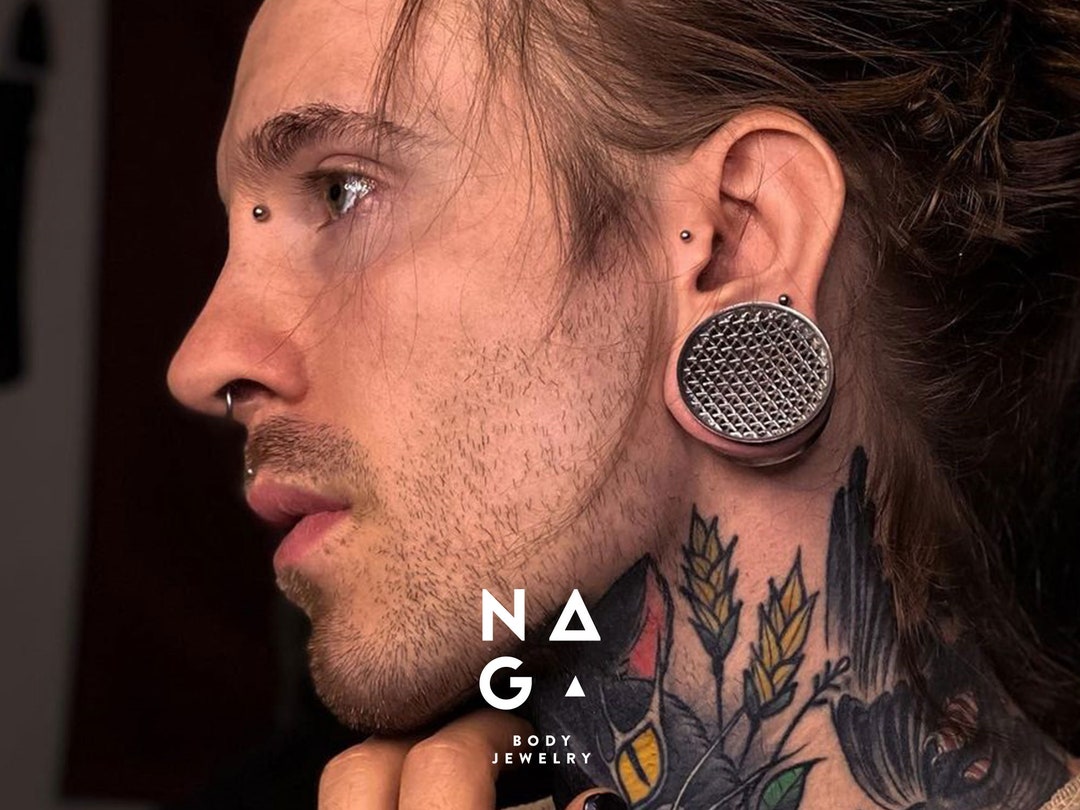 1 Pair of ARMOUR Black Ruthenium Plated Silver Ear Plugs Gauges - Sizes ...