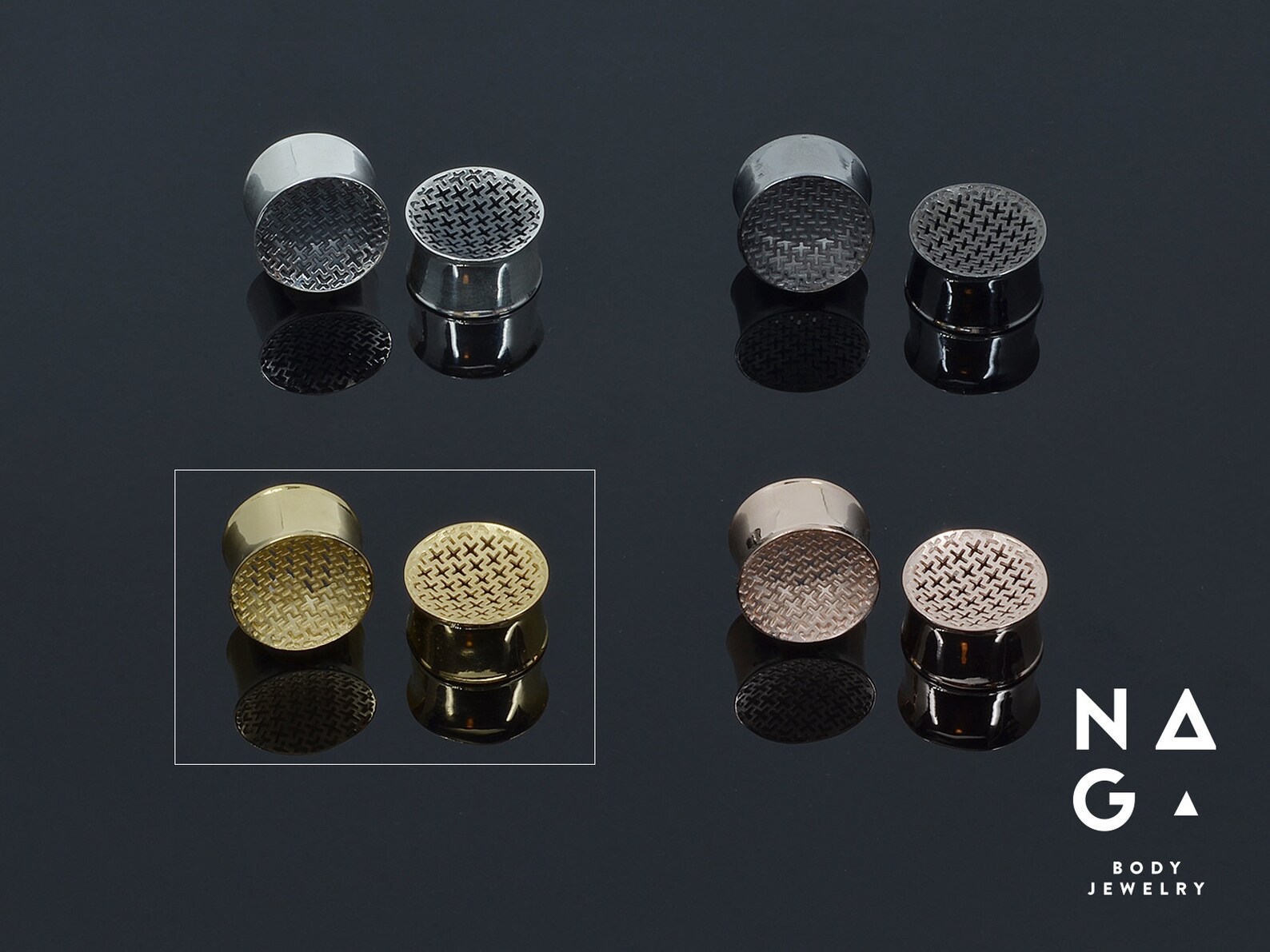 1 Pair of GOOD CROSS Gold Ear Plugs, Gold Plugs, Gold Gauges, Ear ...