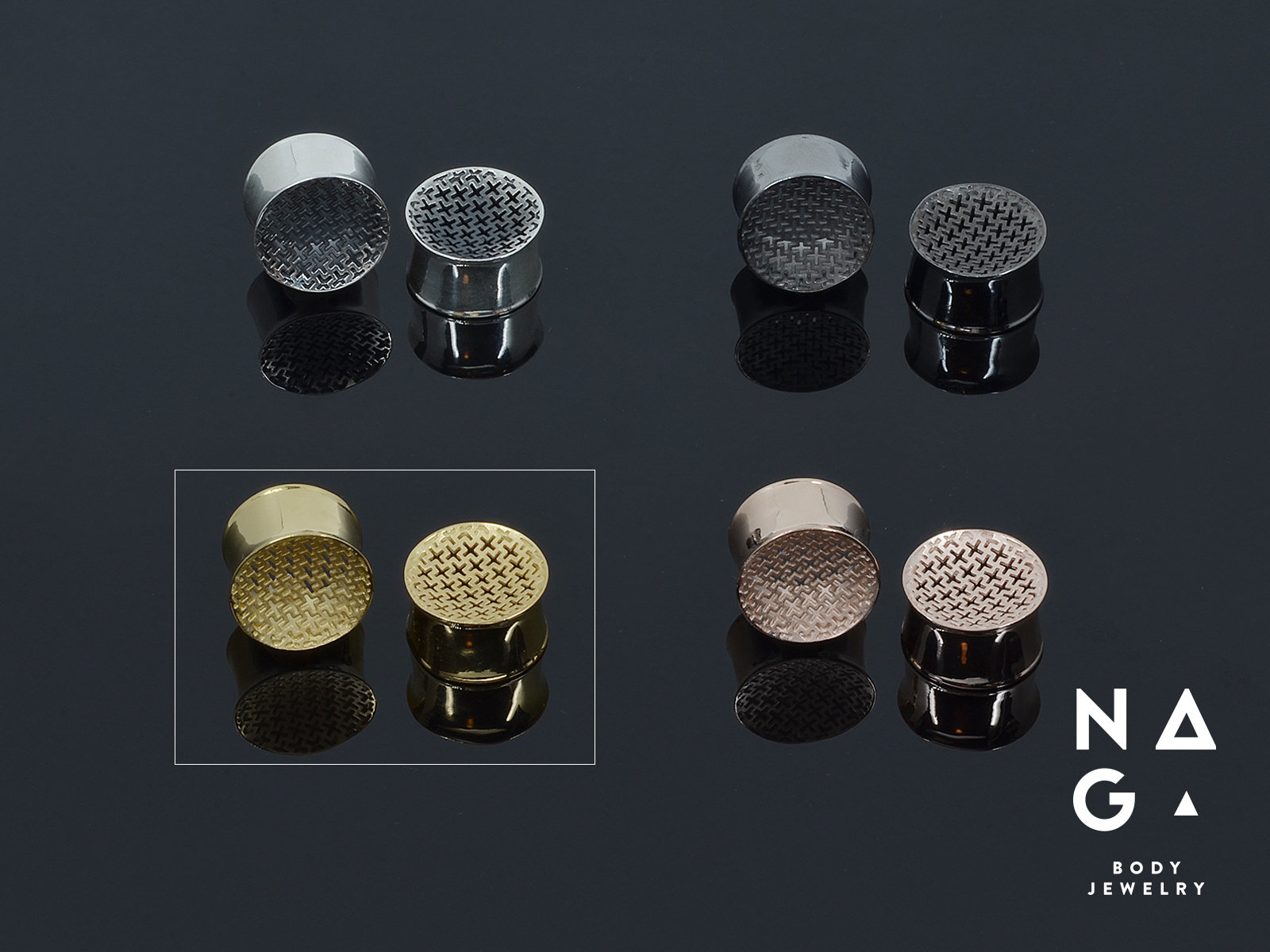 1 Pair of GOOD CROSS Gold Ear Plugs, Gold Plugs, Gold Gauges, Ear ...
