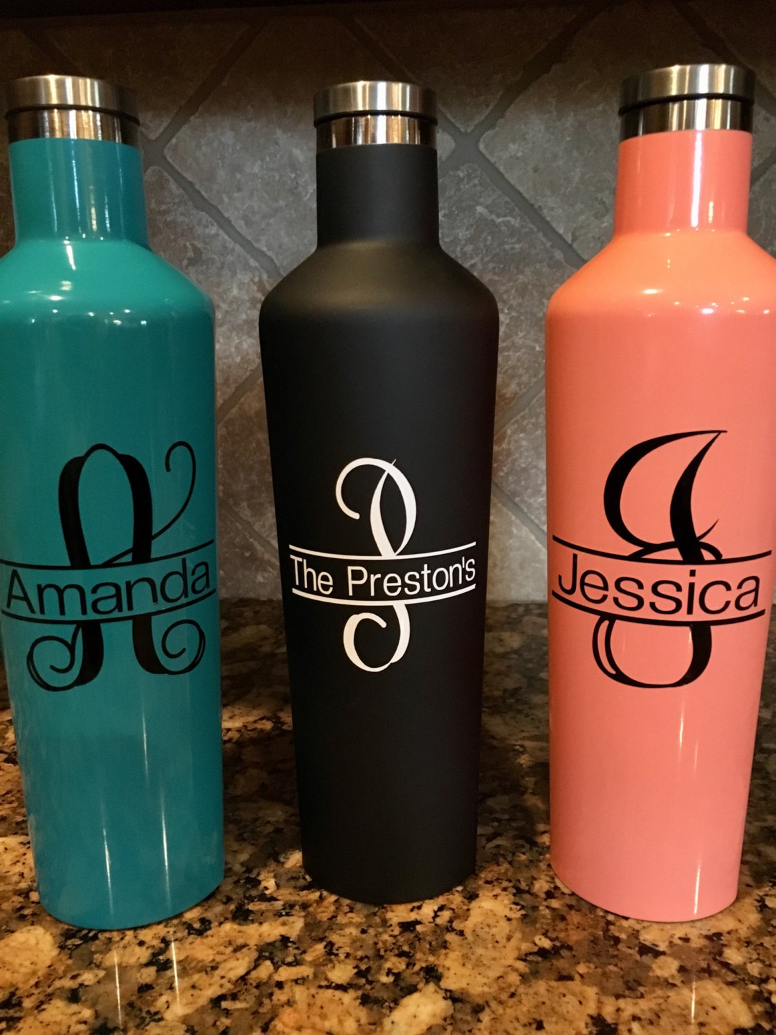 Split Letter Monogram Personalized Name Decal Corkcicle - Etsy