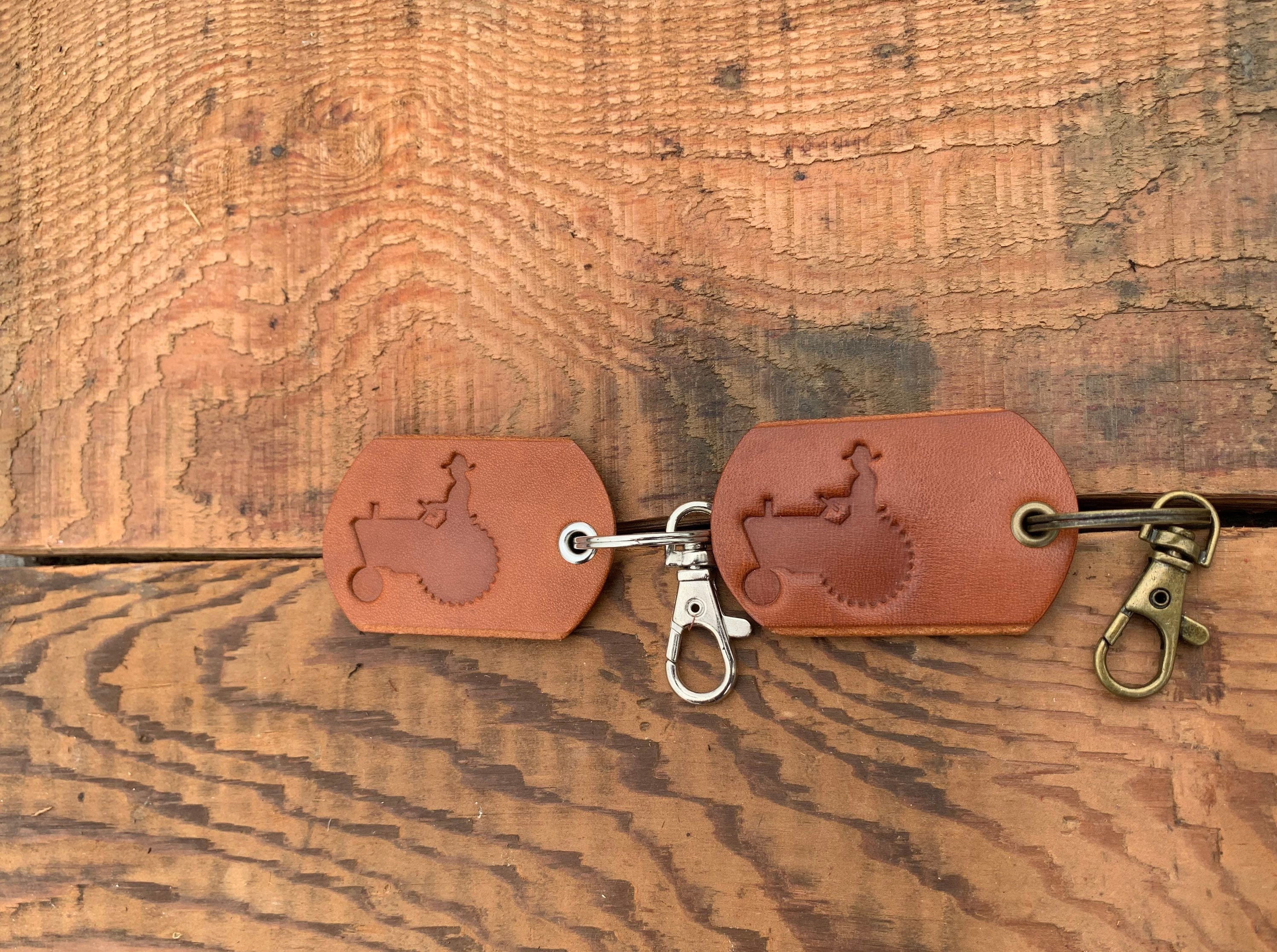 Farmer Keyfob Tractor Key Ring Farm Keychain Leather Key - Etsy UK