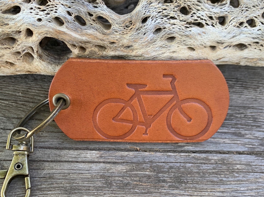Handmade Leather Bicycle Keychain: Embossed Bike Keyring - Etsy