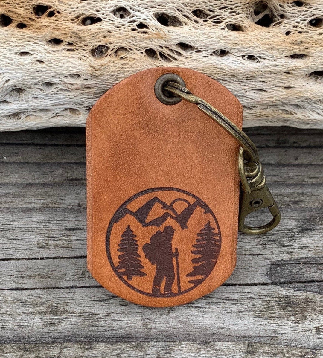 Hiking Keyfob Hiker Key Ring Forest Keychain Leather Key - Etsy UK