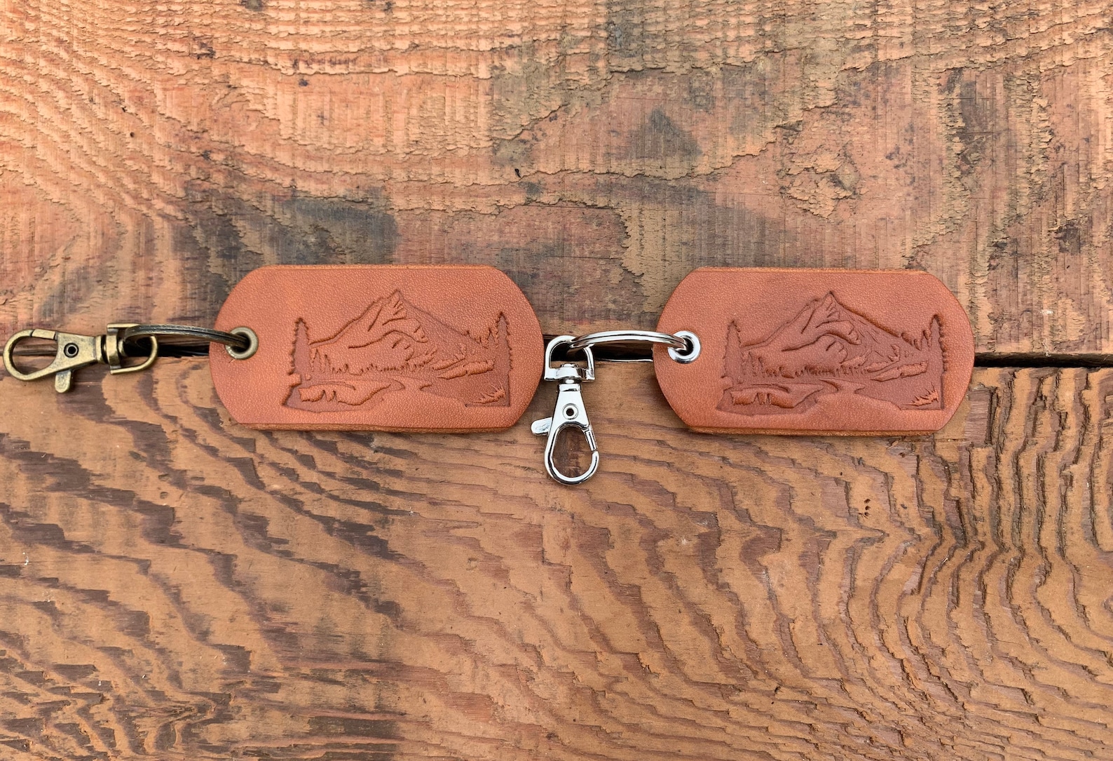 Nature Keyfob Mountain Key Ring Forest Keychain Leather Key - Etsy