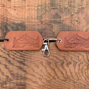Nature Keyfob, Mountain Key Ring, Forest Keychain, Leather Key Chain ...