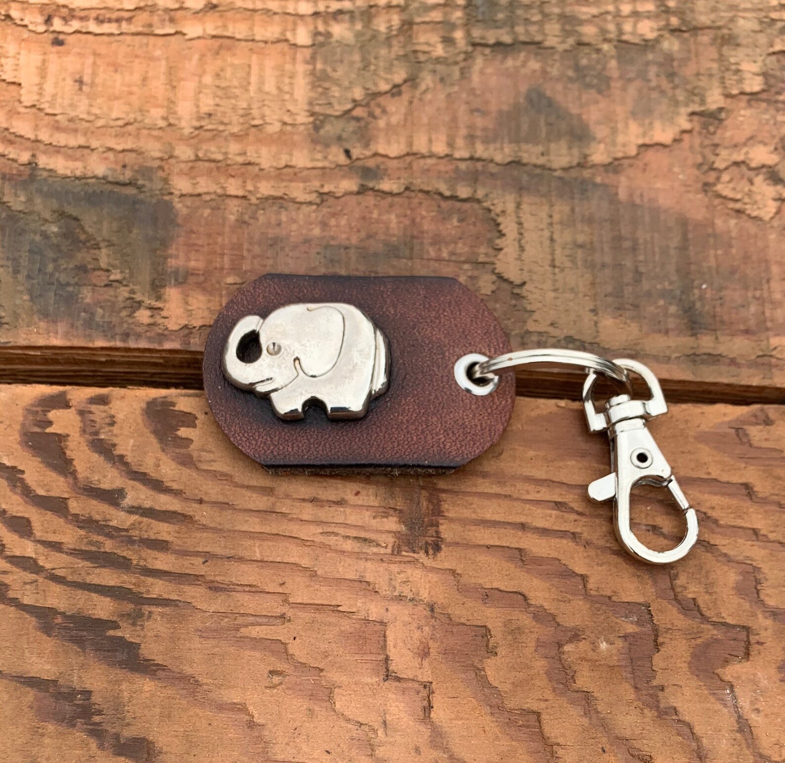 Elephant Keyring Leather Keychains Elephants Key Fob Animal | Etsy