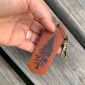 Evergreen Key Ring Tree Keychain Leather Key Chain PNW Key - Etsy