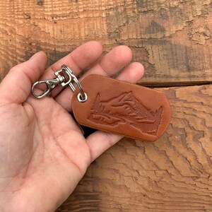Nature Keyfob, Mountain Key Ring, Forest Keychain, Leather Key Chain ...