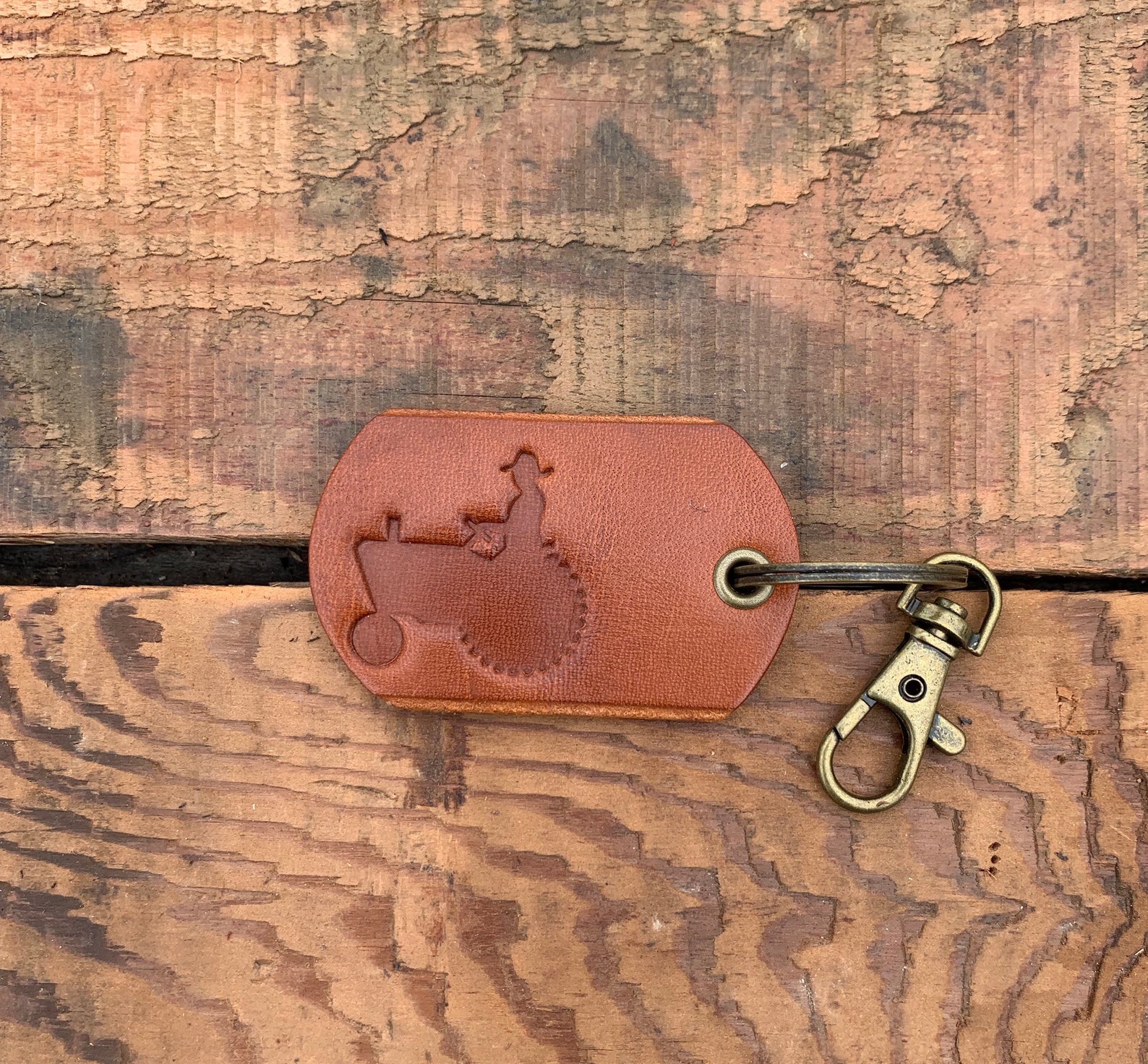 Farmer Keyfob Tractor Key Ring Farm Keychain Leather Key - Etsy