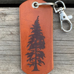 Evergreen Key Ring Tree Keychain Leather Key Chain PNW Key - Etsy