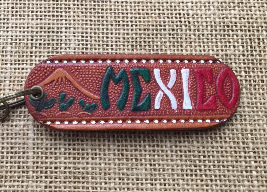 Mexico Leather Keychain: Upcycled Vintage Belt, Handmade - Etsy