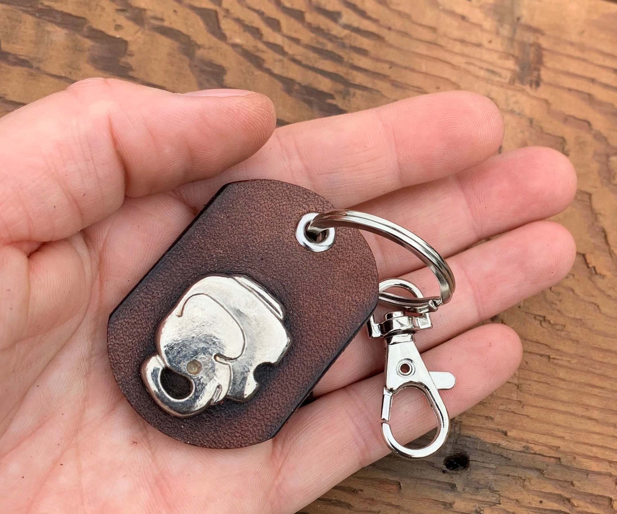 Elephant Keyring Leather Keychains Elephants Key Fob Animal | Etsy